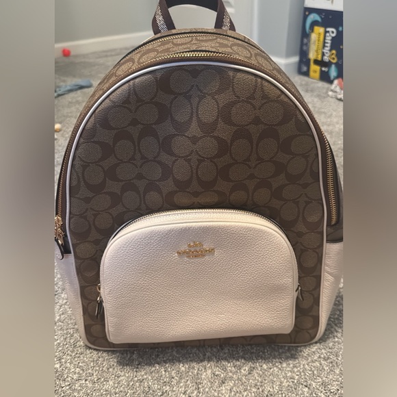Coach | Bags | Coach Signature Brown And Cream Backpack | Poshmark